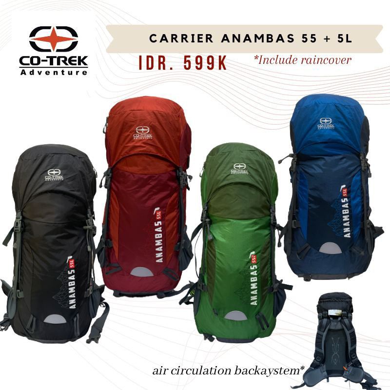 Jual Tas Gunung Carrier Co-Trek Anambas 55L Include Raincover | Shopee ...