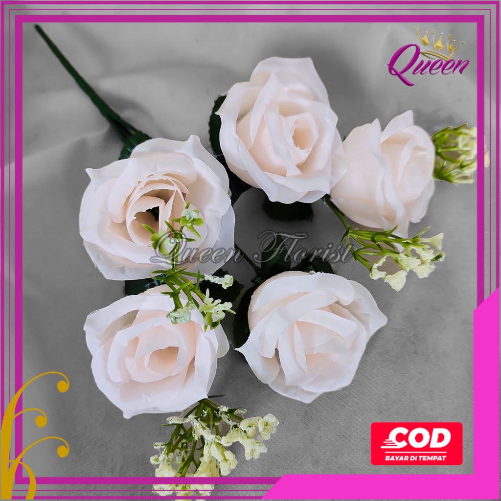 Jual Bunga Rose Tropis Termurah Cabang 5 Artificial Premium - Mawar ...