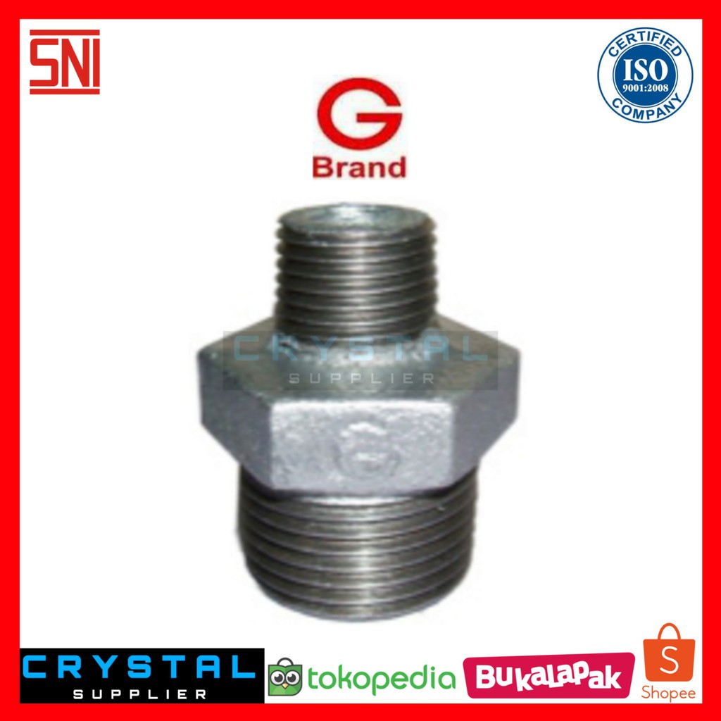 Jual DOUBLE NIPPLE GALVANIS BESI 3/4 x 1/2" G BRAND DRAT BSPT / DOBEL NIPEL | Shopee Indonesia