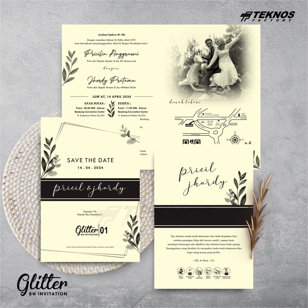 Jual UNDANGAN PERNIKAHAN MEWAH SIMPLE BW GLITTER - UNDANGAN PERNIKAHAN ...