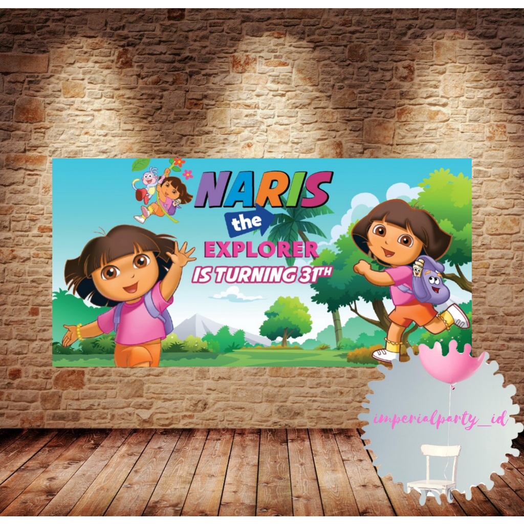 Jual Custom Backdrop Banner Spanduk Happy Birthday Dora the Explorer ...