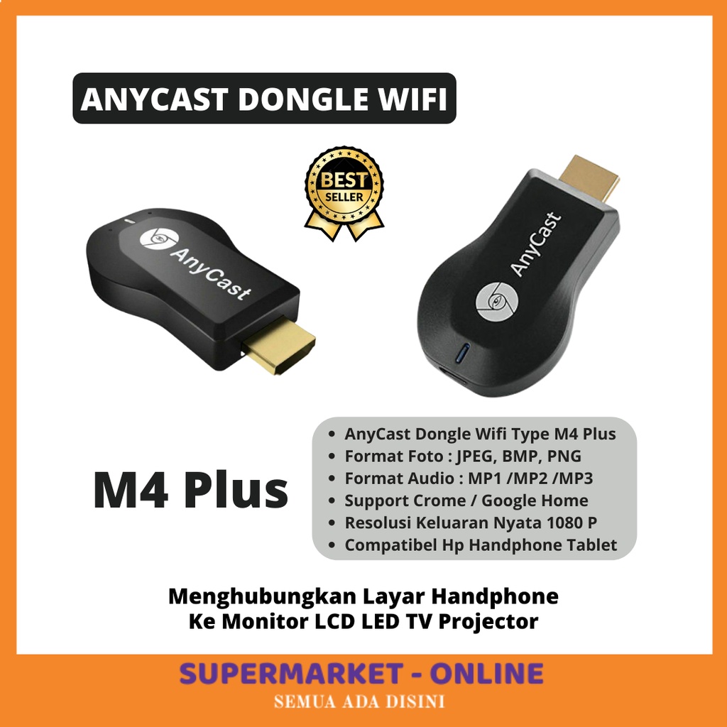 Jual TERLARIS HDMI Dongle Adapter Anycast M4 Plus Ori Original Wifi HP ...