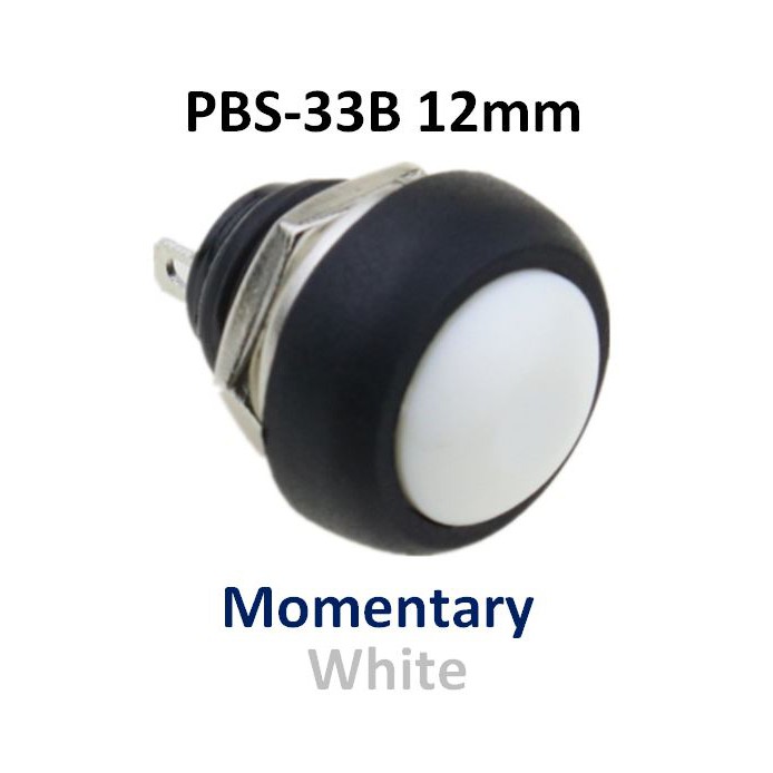 Jual PBS-33B 12mm White Waterproof Momentary Push Button Round Switch ...