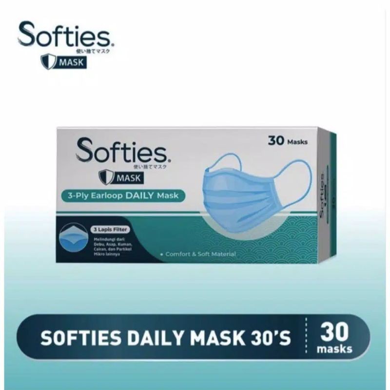 Jual Softies Earloop Daily Mask 3 Ply Isi 30 - Masker | Shopee Indonesia