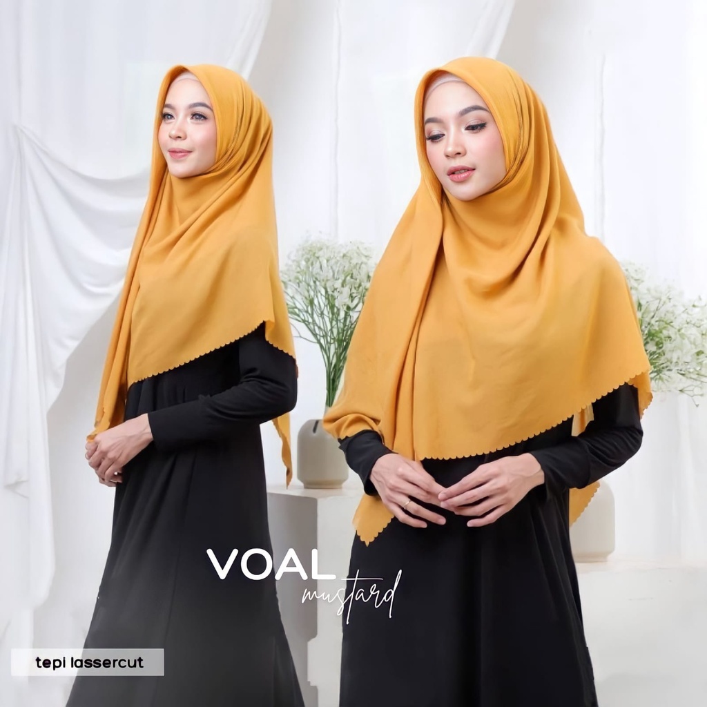 Jual HIJAB SEGI EMPAT VOAL LASERCUT PREMIUM POLOS PINGGIR LASER SIZE 110X110 CM | Shopee Indonesia