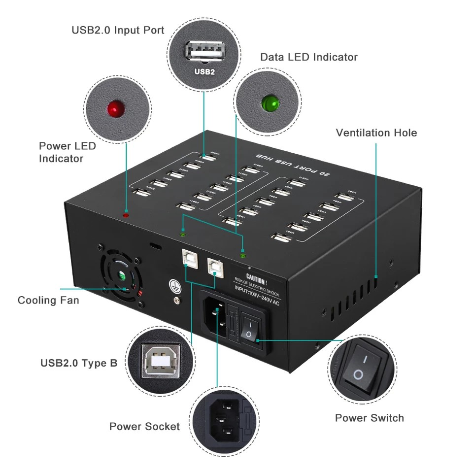 Jual SMARTCOM - USB HUB Industrial 20 Port SIPOLAR | Shopee Indonesia