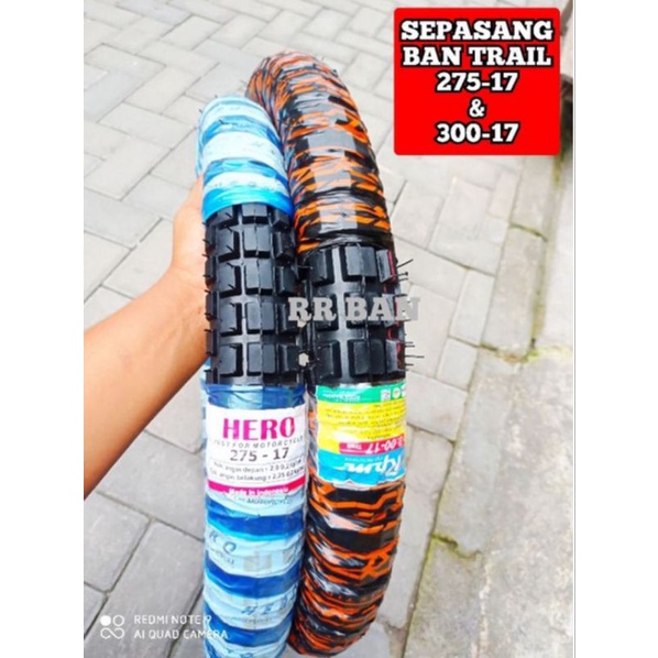 Jual sepasang ban montor trail 275-17 & 300-17 ban bebek ban ring 17 ...