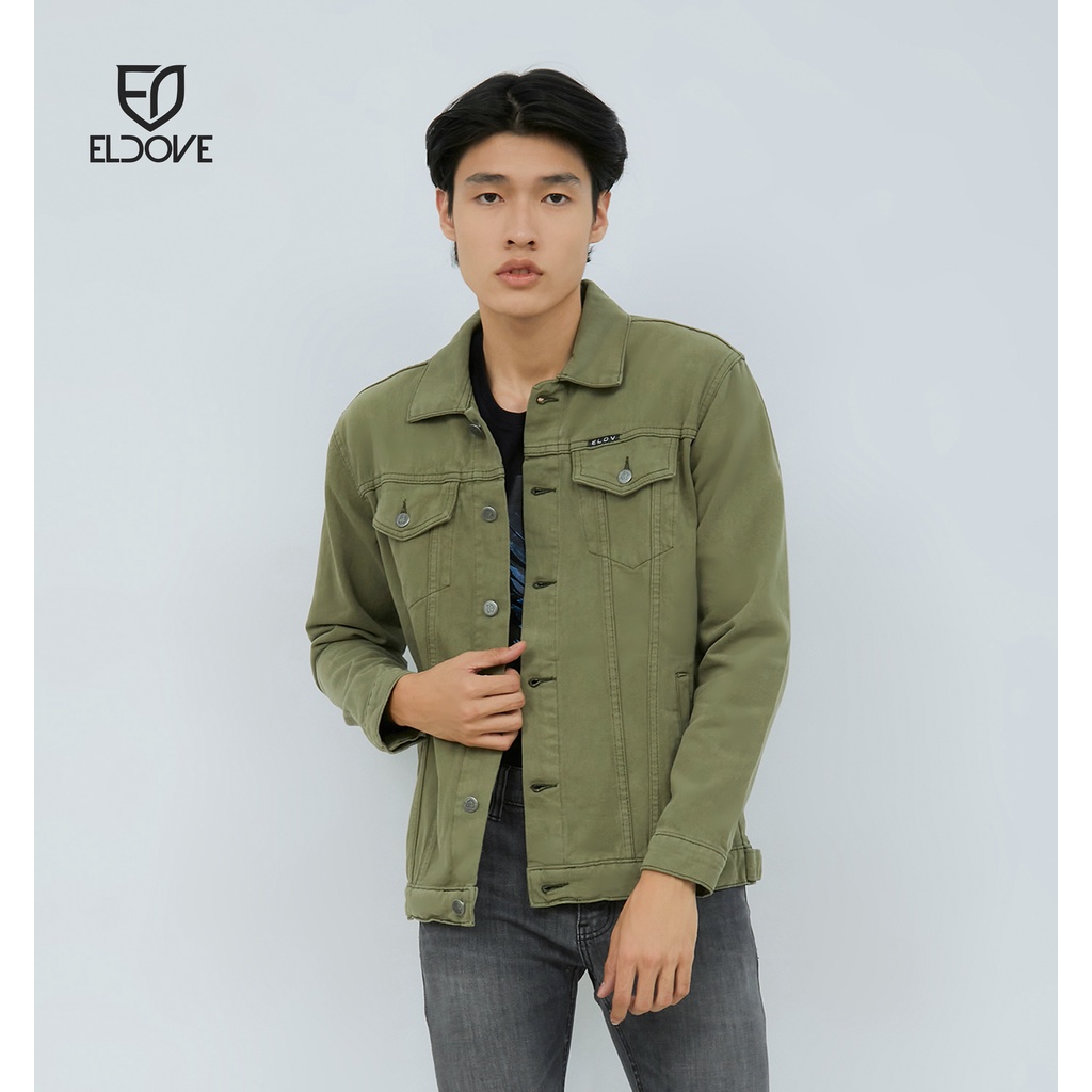 Jual Eldove Denim Jacket Olive 5108 | Shopee Indonesia