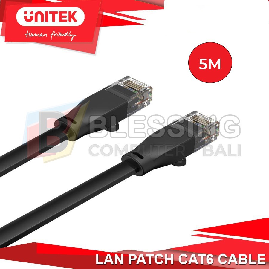 Jual Kabel Lan Cat 6 5M UNITEK C1812GBK UTP Flat RJ45 / Kabel Lan 5 Meter | Shopee Indonesia