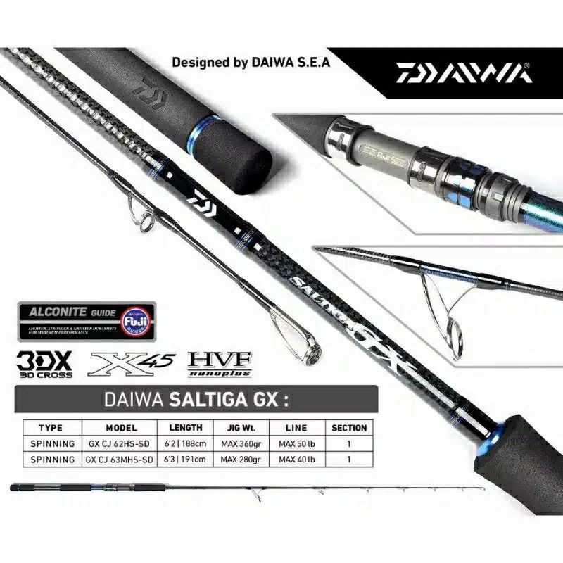 Jual joran Jigging Daiwa SALTIGA GX CJ | 62HS | 63MHS | 64MS | SPINNING | ONE PIECE | Shopee ...