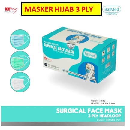Jual Balmed - Masker HIJAB - MEDIS 3 PLY BALMED ISI 50 PCS - HEADLOOP ...