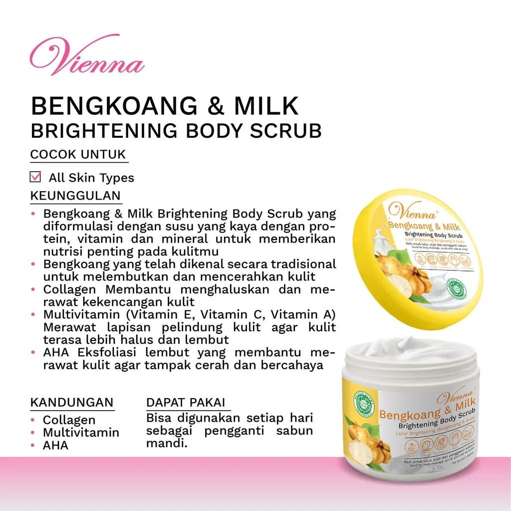 Jual VIENNA Body Scrub - Lulur Pemutih Badan 250g | Shopee Indonesia