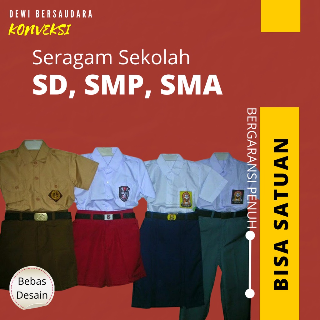 Jual Seragam Sekolah SD SMP SMA Laki-Laki Perempuan 1 Stel / Seragam ...
