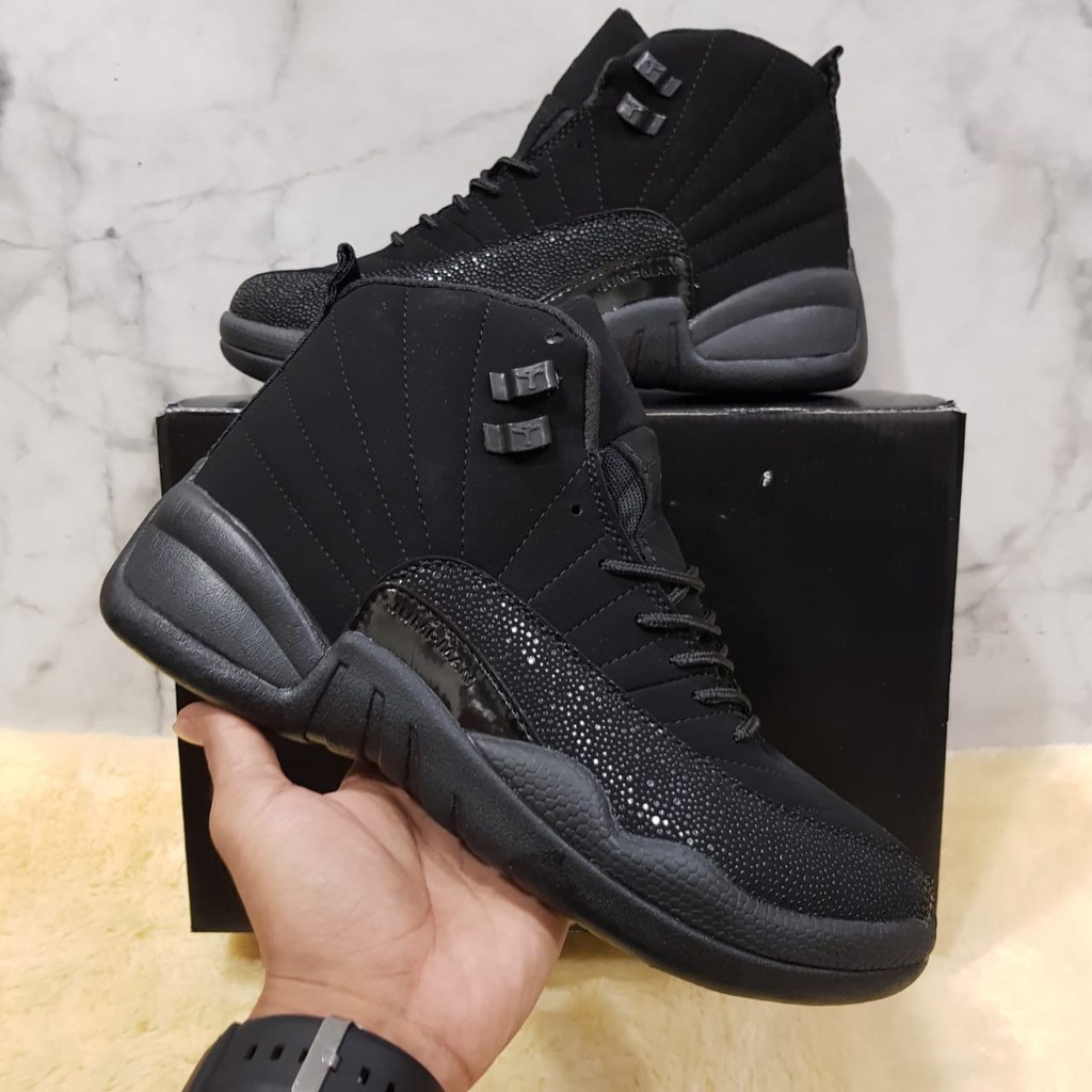 Jual Sepatu Nike Air Jordan 12 XII Triple Black Premium Original High ...