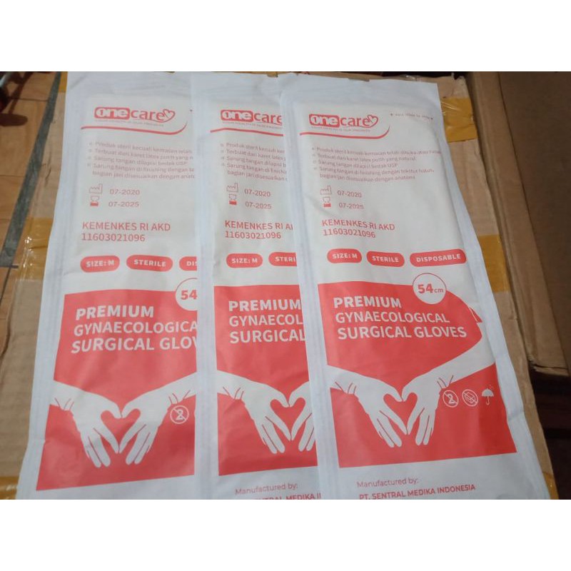 Jual ONE CARE GLOVE OBGYN LATEX STERIL 54 CM | Shopee Indonesia