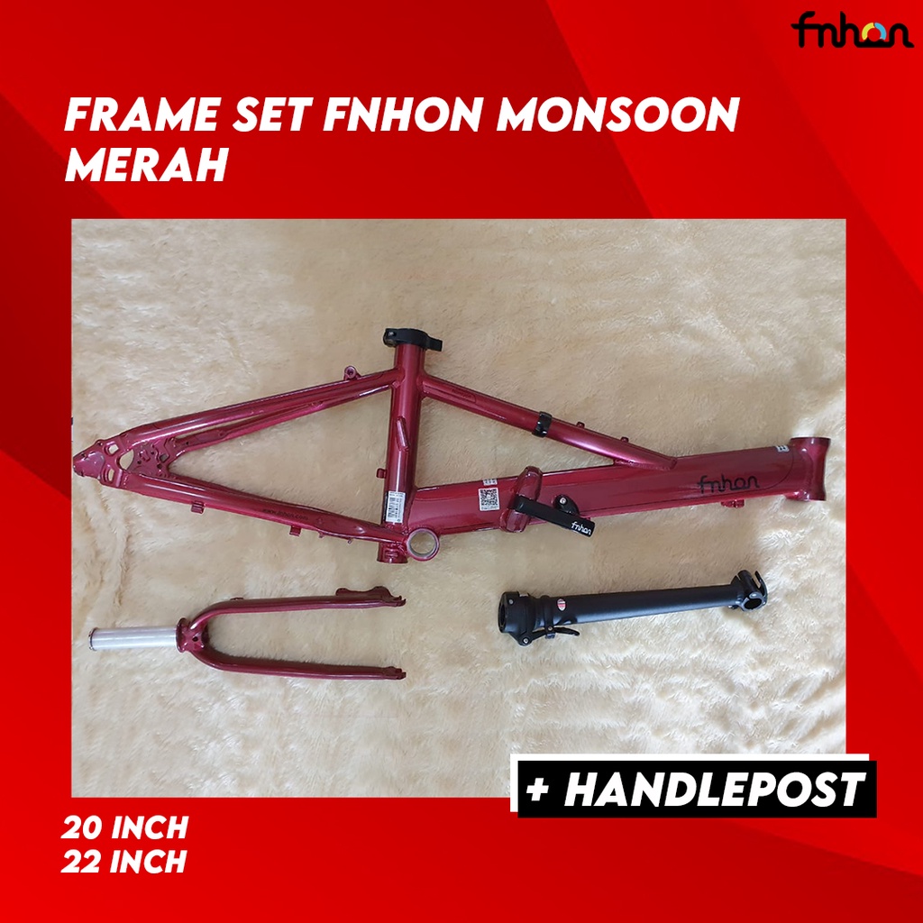 Jual FRAME SET FNHON MONSOON 20 inch Merah Red DISCBRAKE ALUMUNIUM Plus ...
