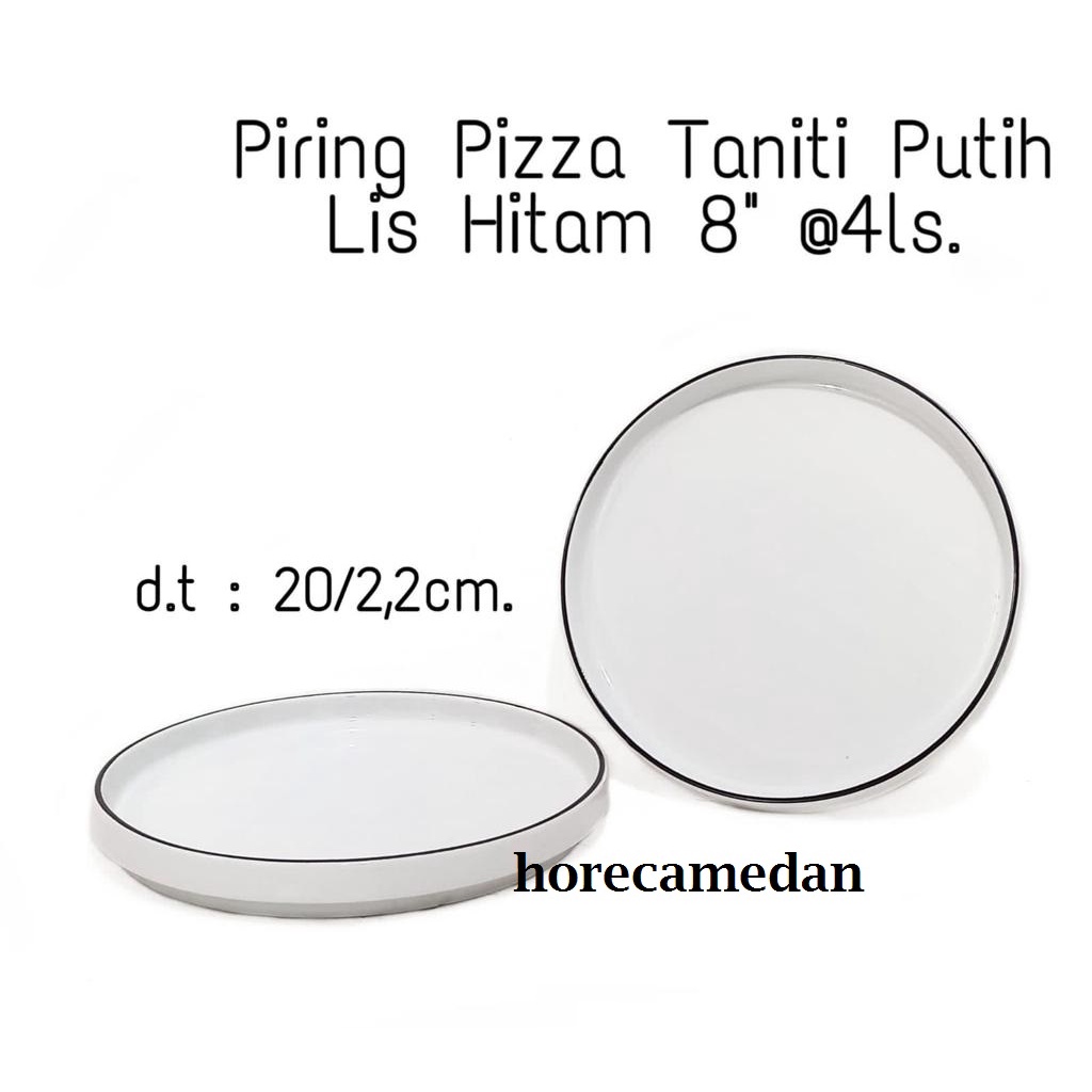 Jual 6PC Piring datar / Piring Pizza keramik polos putih lis garis ...