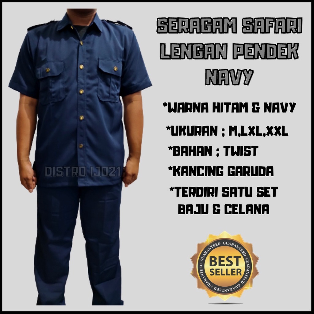 Jual SAFARI PENDEK NAVY SAFARI SUPIR SETELAN SAFARI PENDEK NAVY SERAGAM ...