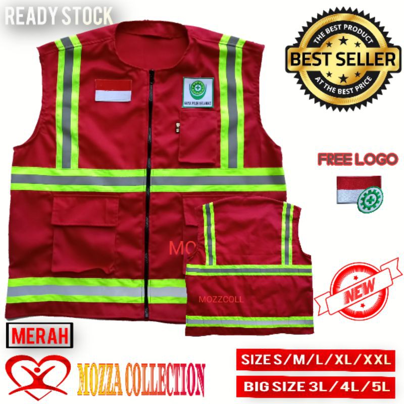 Jual ROMPI SAFETY PROYEK MERAH MERK BOSS ORIGINAL GRADE A FREE LOGO K3 ...