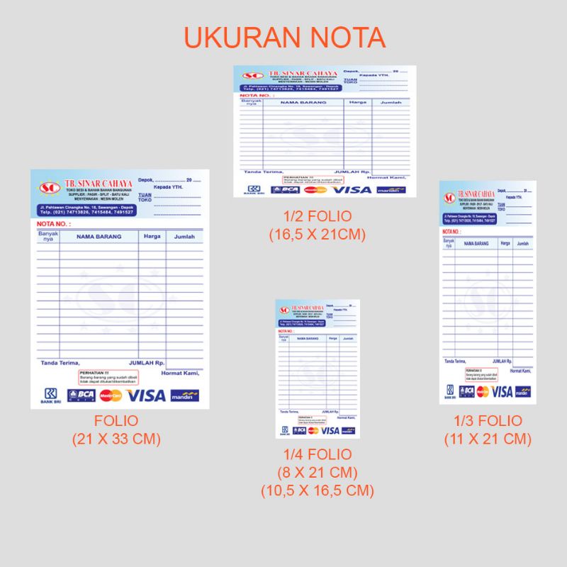 Jual CETAK NOTA BON FAKTUR INVOICE BISA SATUAN 3 ply Rangkap (bisa ...