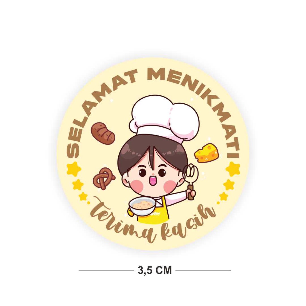 Jual 60 Pcs Thank You Sticker Chef Boy Selamat Menikmati Untuk Makanan ...