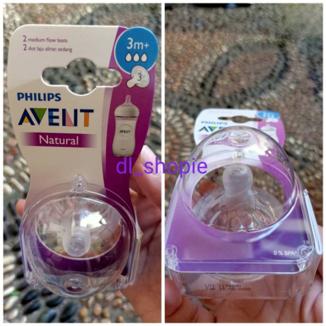 Jual Philips Avent Natural Nipple Dot Teat 3M+ (Medium Flow) 3 Bulan ...