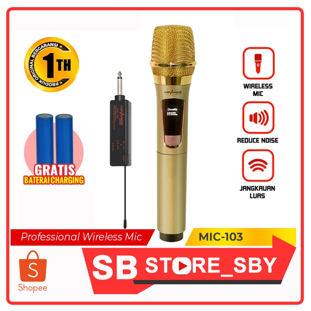 Jual Mic Wireless Single Advance MIC 103 Microphone Single Wireless ...