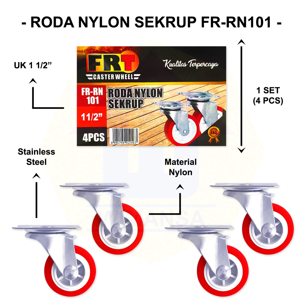Jual RODA NYLON SEKRUP FR-RN 101 UKURAN 1 1/2 INCH | Shopee Indonesia
