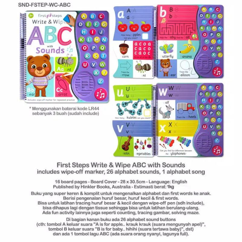 Jual WRITE & WIPE ALPHABET SOUND BOOK(RECOMMENDED) | Shopee Indonesia