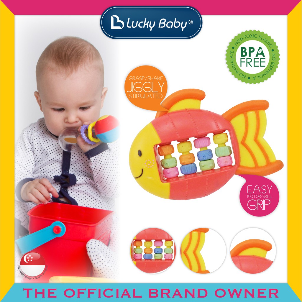 Jual Lucky Baby - Whizzy Rattle Teether (Roller Fish) | Shopee Indonesia