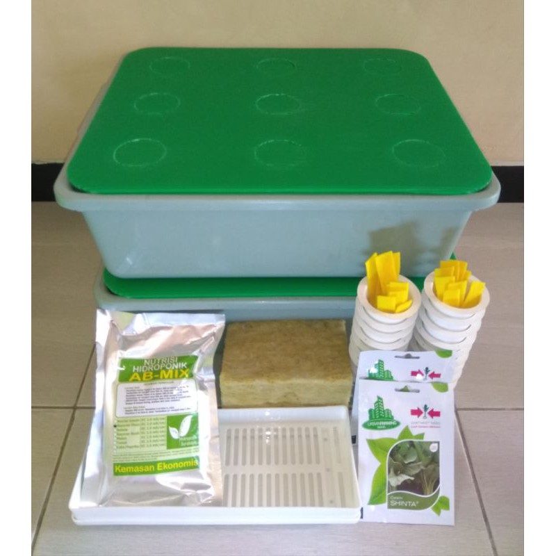Jual AGROTECH | STATERKIT HIDROPONIK WICK SISTEM 2 BOX | PAKET MENANAM ...