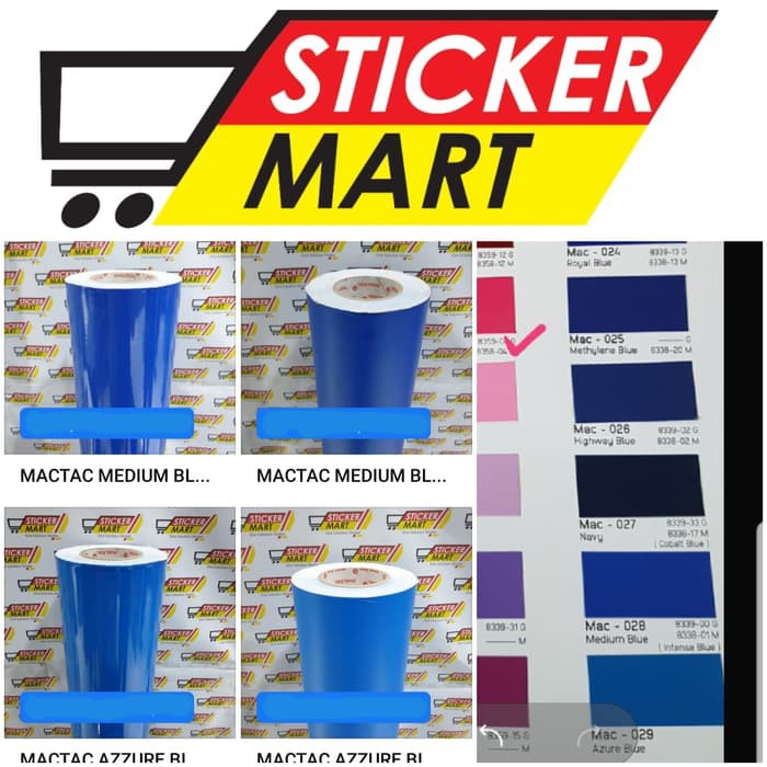 Jual Sticker Vinyl Mactac Europe 123cm Medium & Azzure Blue Glossy ...