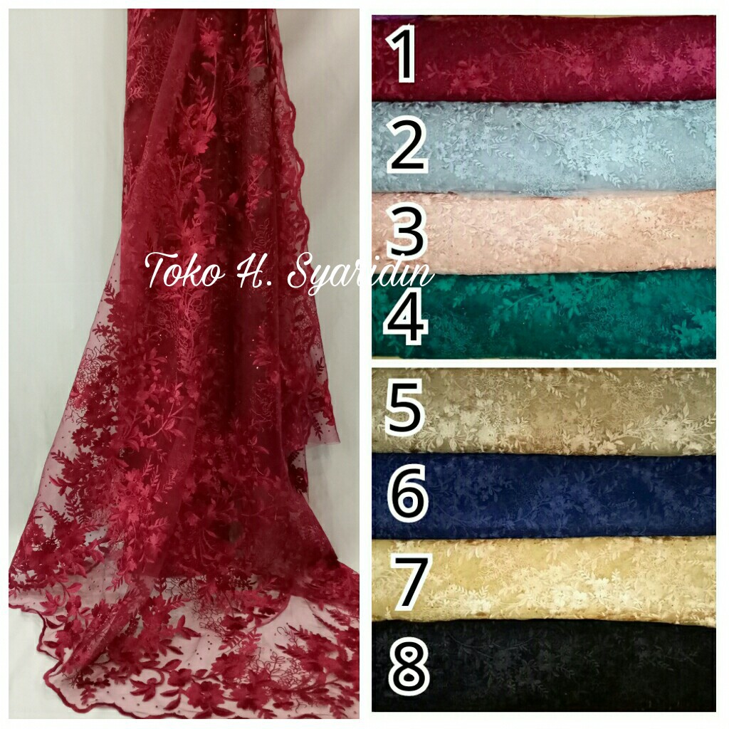 Jual Bahan Brokat Tulle Bunga / Kain Brokat Kebaya / Bahan Brukat Per ...