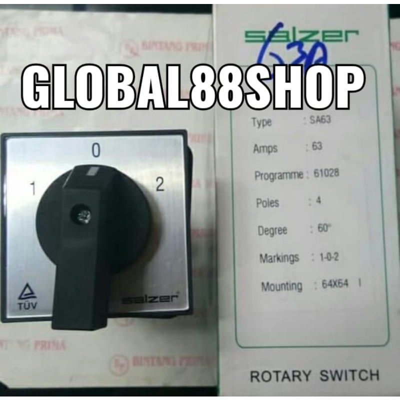Jual CHANGE OVER SWITCH / ROTARY SWITCH 3 POSISI 4P 4PHOLE 4 PHOLE ...