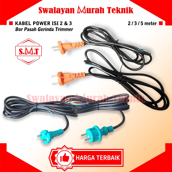Jual Kabel Power Mesin Panjang 2/3/5 Meter Bor Pasah Gerinda Trimmer 2M/3M/5M | Shopee Indonesia