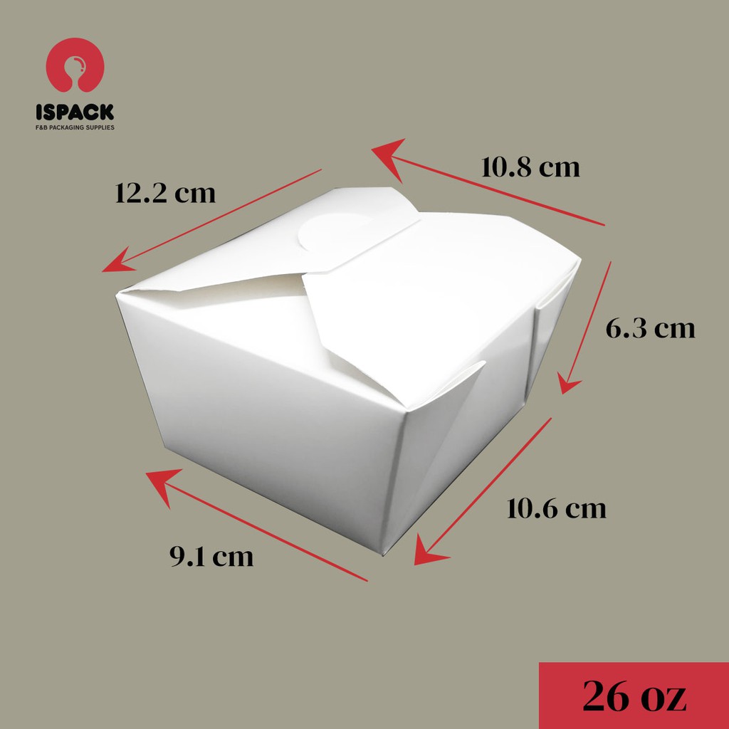 Jual White Paper Kraft Food Box 26oz 45oz 66oz / Lunch Box | Shopee ...