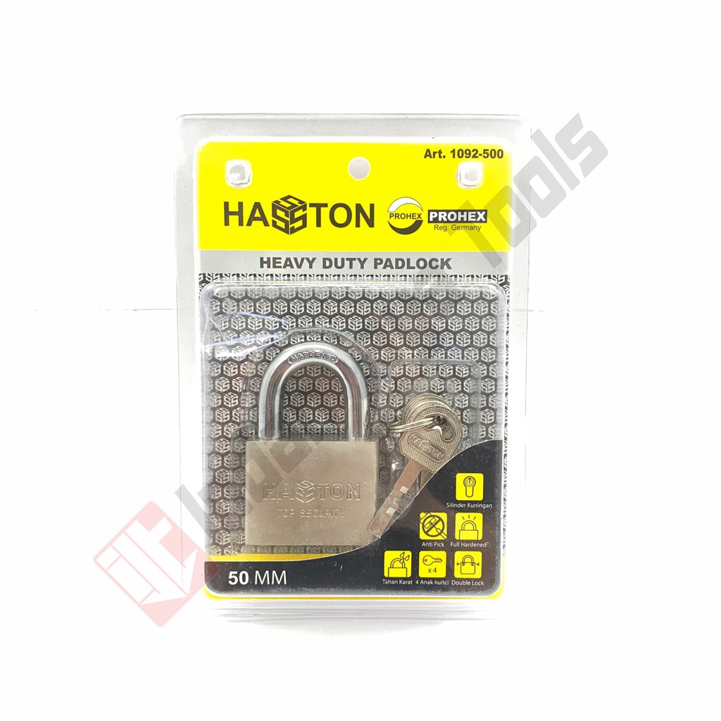 Jual HASSTON PROHEX 1092-500 Gembok 50 mm Heavy Duty Leher Pendek ...