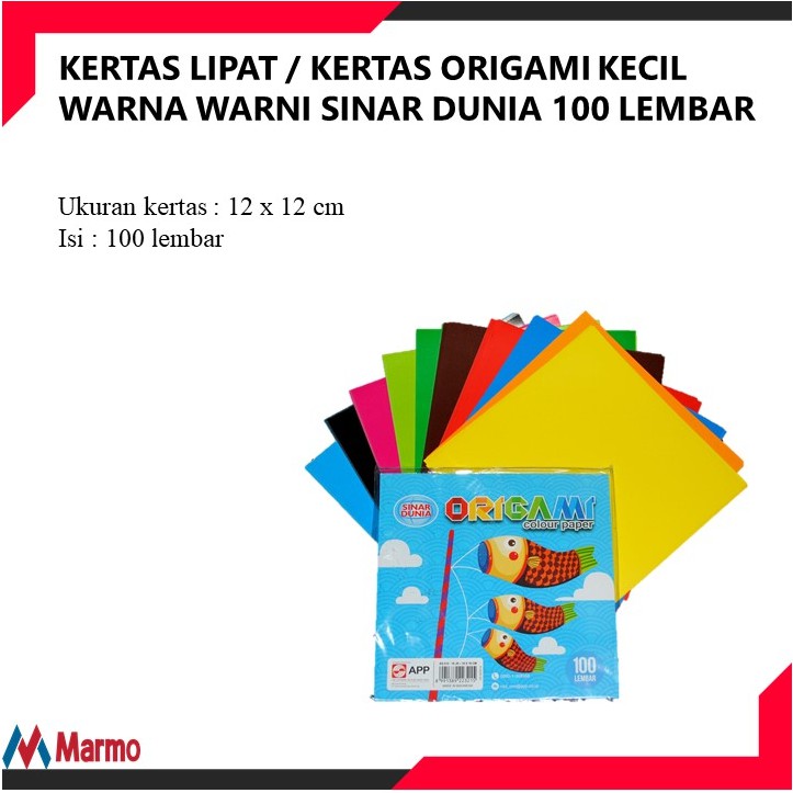 Jual KERTAS LIPAT / KERTAS ORIGAMI KECIL WARNA WARNI SINAR DUNIA 100 ...