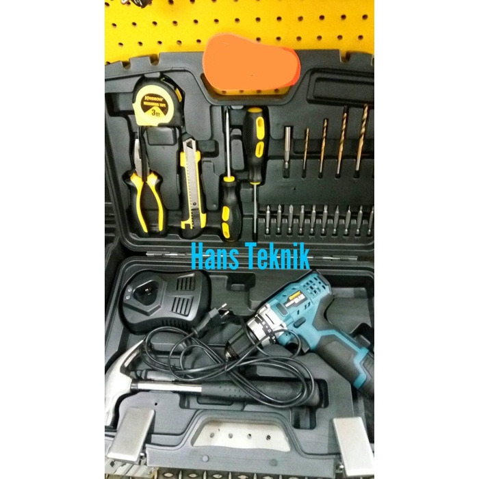 Jual Mesin Bor Obeng Baterai Krisbow Cordless Drill Komplit Paket Palu ...