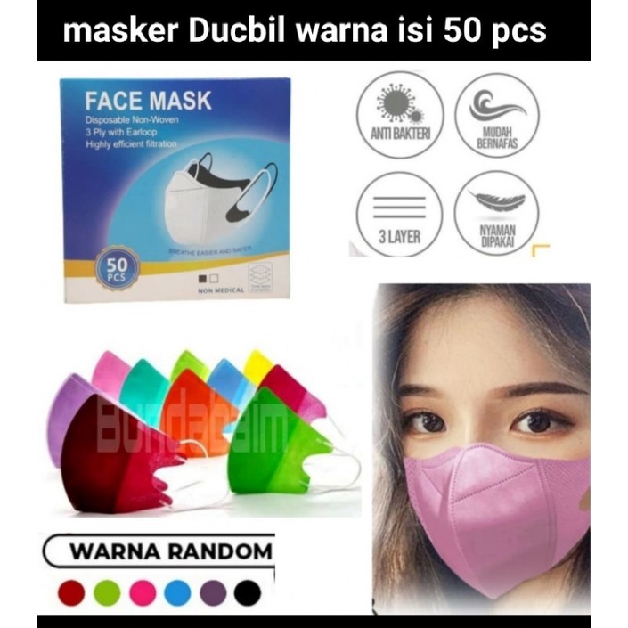 Jual masker Ducbil warna isi 50 pcs | Shopee Indonesia