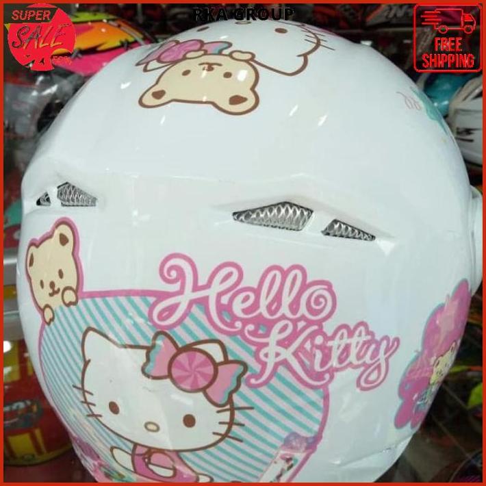 Jual Helm Gm Anak Evo Teen Cartoon Hello Kitty Motif New Putih Terbaik ...