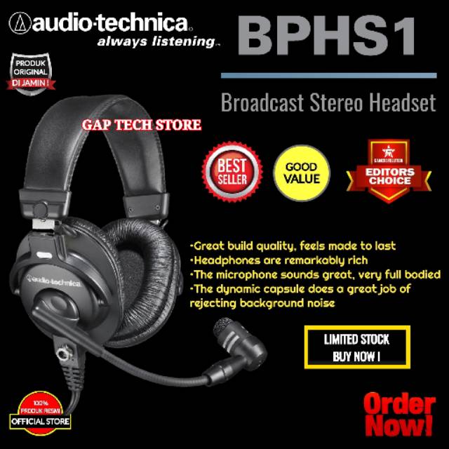 Jual Audio Technica BPHS1 / BPHS 1 / BPHS2 / BPHS 2 Broadcast Stereo ...