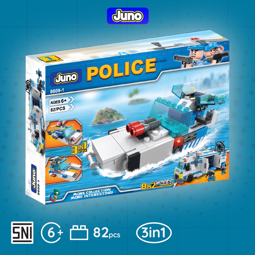 Jual Mainan Balok / Bricks Juno 8609-1 | Kapal Polisi 3in1 | City ...