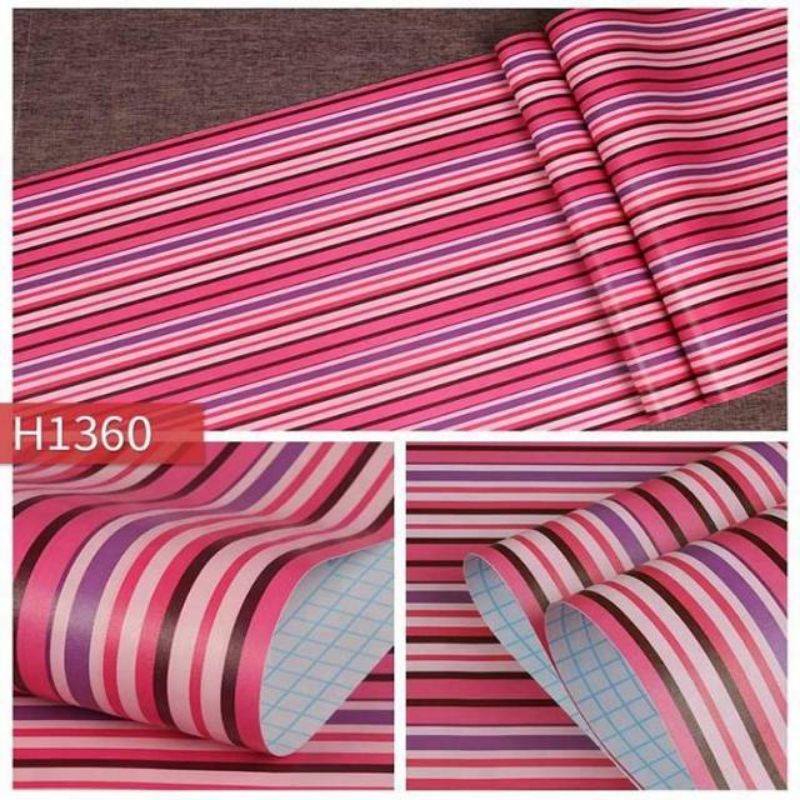 Jual Wallpaper Stiker Dinding Motif Garis Merah Putih Pink Mewah Elegan ...