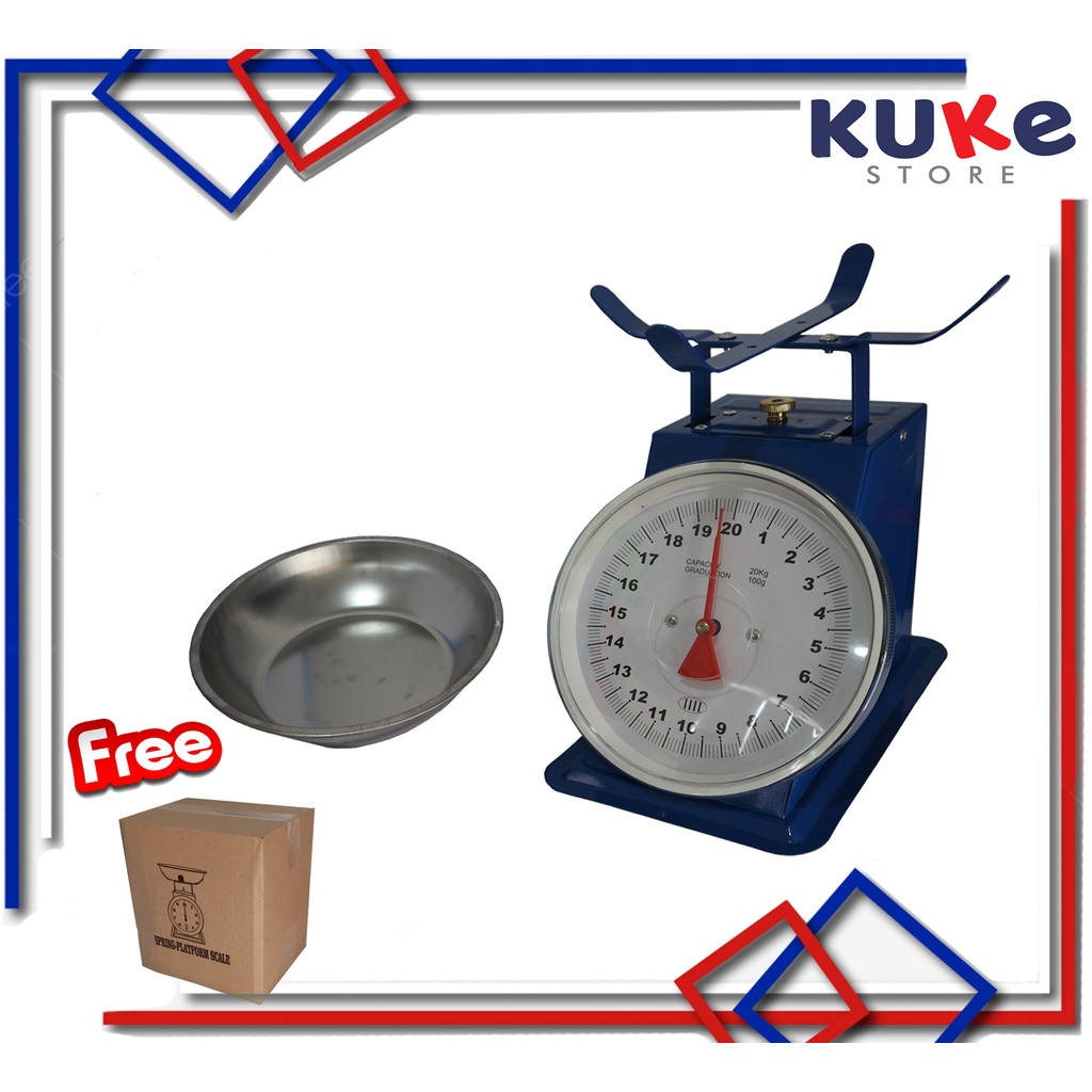 Jual KUKE Timbangan Duduk Jarum Analog Buah/Sembako/Daging/Tepung Body Besi Stainless 20Kg ...