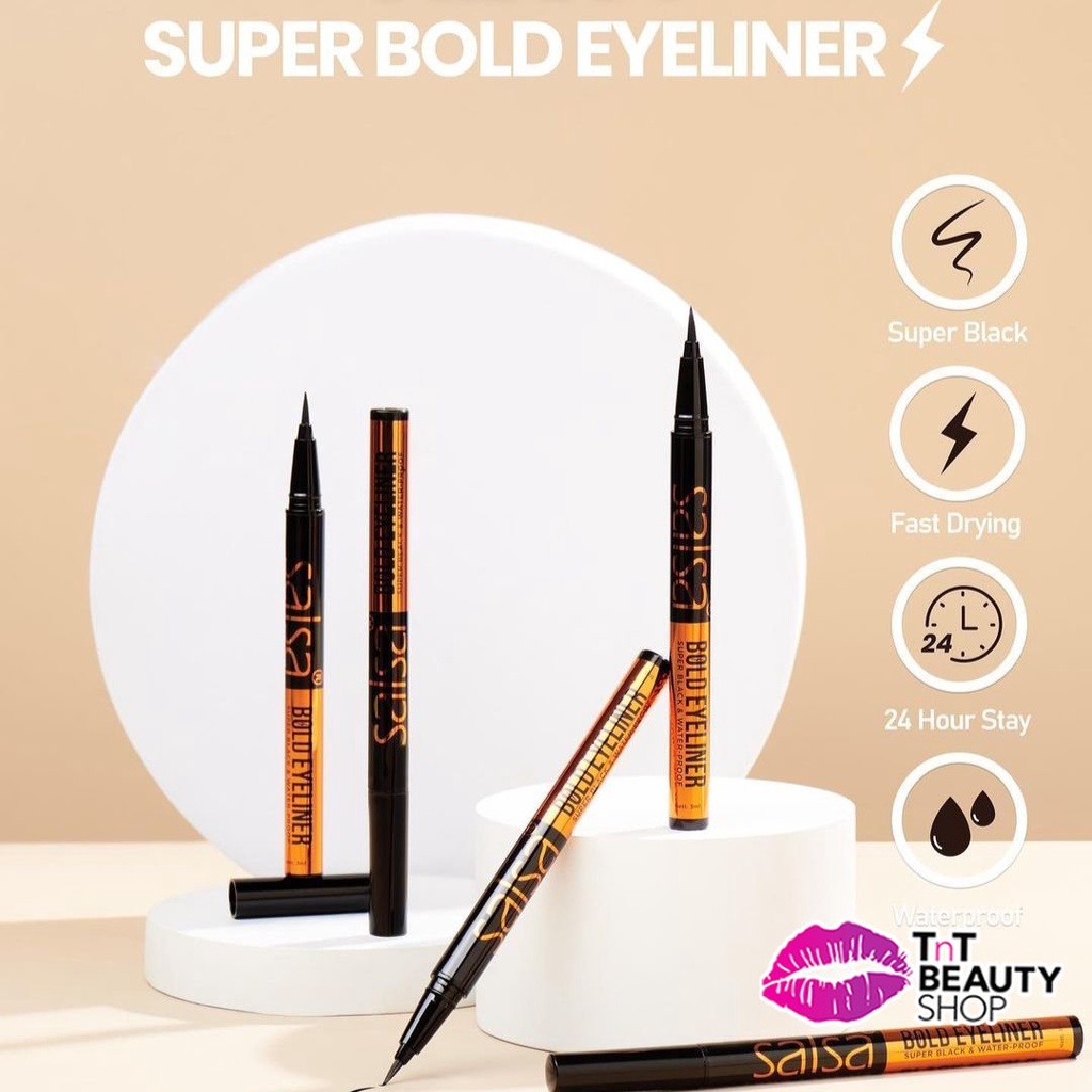 Jual SALSA Bold Eyeliner 3ml - Super Black Waterproof Pen Eyeliner ...