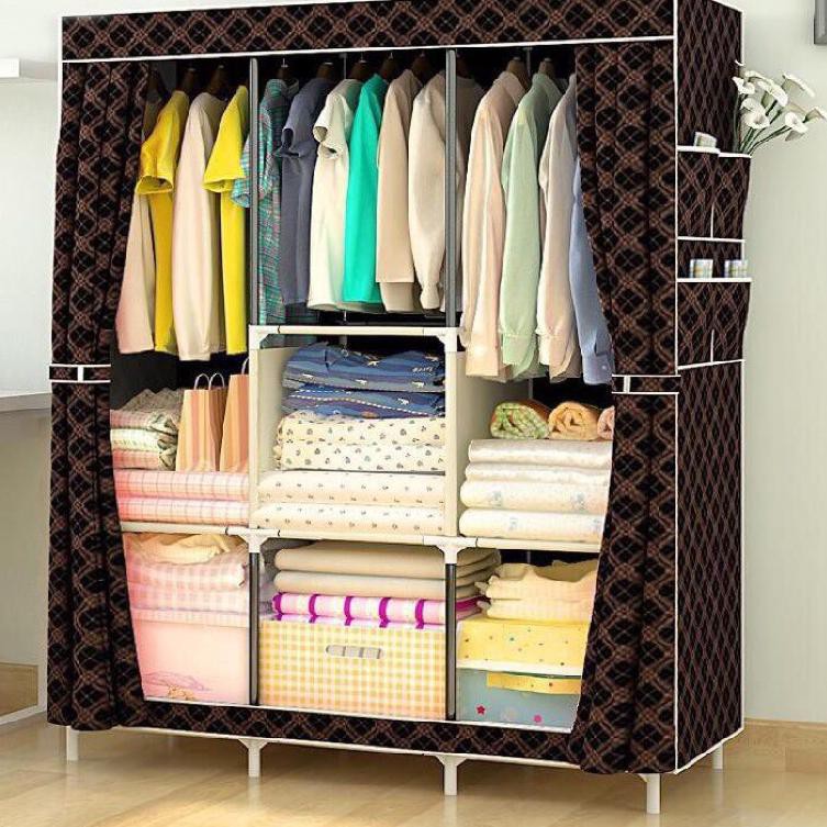 Jual Model baru 1.11 LEMARI BAJU PORTABLE BESAR 3 RUANG BIG CLOTH RACK ...