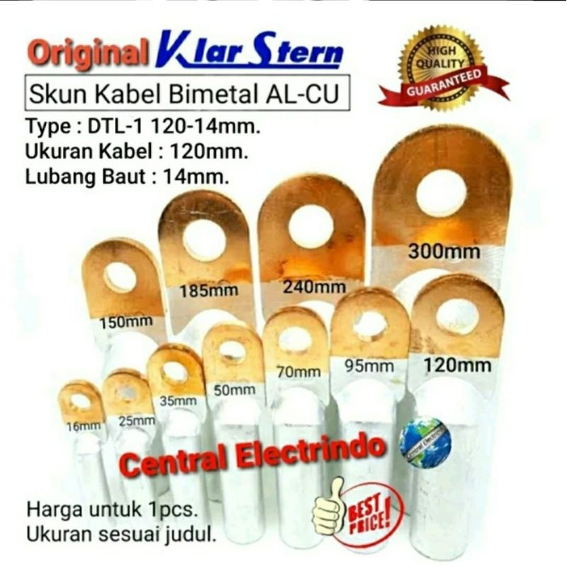 Jual Skun Kabel Bimetal AL-CU DTL-1 120 mm-M14 KlarStern High Quality. | Shopee Indonesia