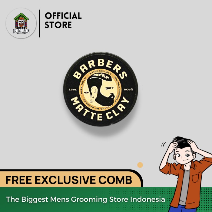 Jual BARBERS MATTE CLAY - Clay Pomade Vanilla Ukuran Besar Free Sisir ...