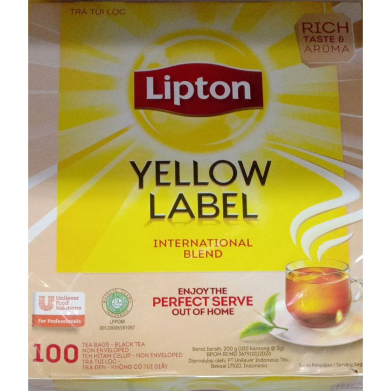 Jual Lipton Yellow Label Tea Teh Non Envelop / Unenvelop isi 100 sheet ...